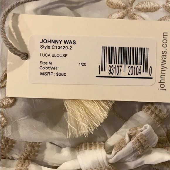 Johnny Was | Tops | Johnny Was White Floral Luca Blouse Medium Nwt | Poshmark